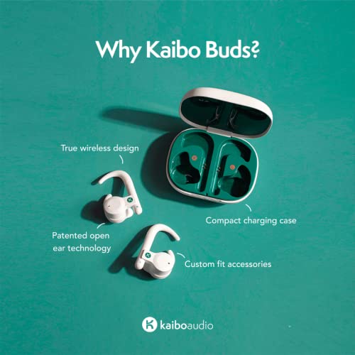 Kaibo Buds - Bone Conduction Headphones with True Wireless Stereo - Bone Conduction Earbuds - Open Ear Bluetooth Earphones - IP55 Water-Resistant - 16 Hours With Charging Case - Smart Touch (White)