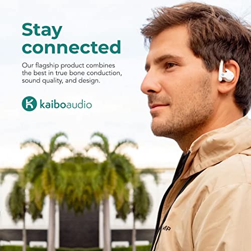 Kaibo Buds - Bone Conduction Headphones with True Wireless Stereo - Bone Conduction Earbuds - Open Ear Bluetooth Earphones - IP55 Water-Resistant - 16 Hours With Charging Case - Smart Touch (White)