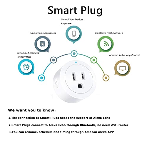 Alexa Smart Plug, Smart Outlet Bluetooth Mesh, Simple Set Up, Alexa App Remote Control, ETL & FCC Certified, 4 Pack