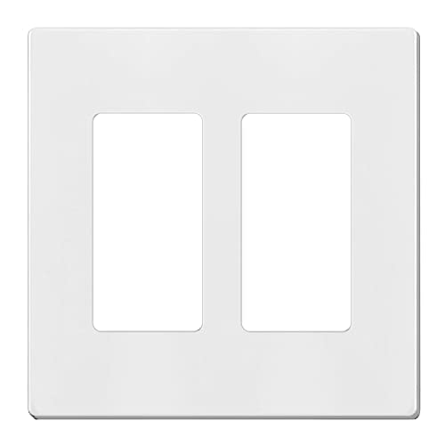 2-Gang Decora Wall Plates, Standard Size Unbreakable Polycarbonate, Screwless Switch Plate gfci Outlet Cover (2 gang screwless white 1pack)