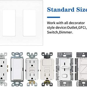 2-Gang Decora Wall Plates, Standard Size Unbreakable Polycarbonate, Screwless Switch Plate gfci Outlet Cover (2 gang screwless white 1pack)