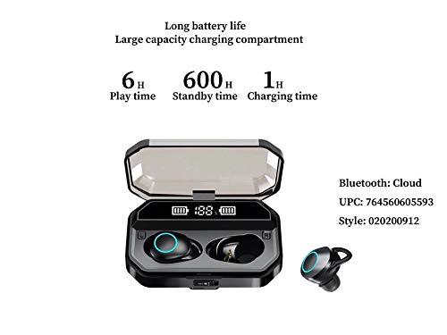 UScarmen Wireless Earbuds Bluetooth Headphones HiFi Sound Quality and Charging Case Digital Intelligence LED Display Earphones Built-in Mic Headset Deep Bass for Sport (Black)