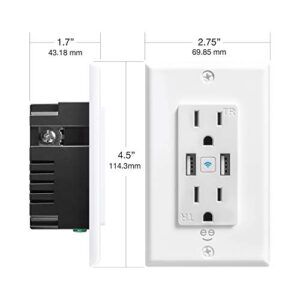 Geeni High Speed USB Charger Smart Outlet, White, 2 Outlets, 2 USB Ports – No Hub Required – Smart Outlet Works with Amazon Alexa, Google Home &, Requires 2.4 GHz Wi-Fi