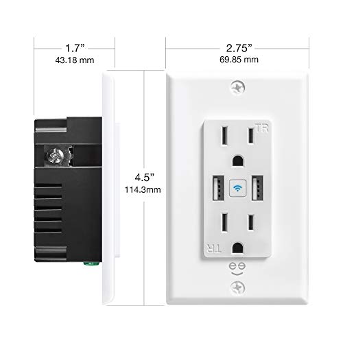 Geeni High Speed USB Charger Smart Outlet, White, 2 Outlets, 2 USB Ports – No Hub Required – Smart Outlet Works with Amazon Alexa, Google Home &, Requires 2.4 GHz Wi-Fi