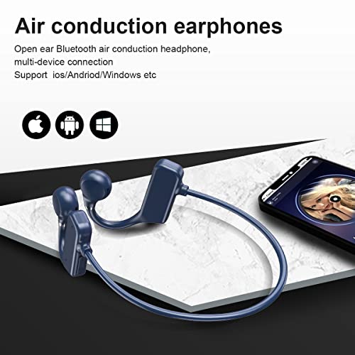 KAULUEDER Open Ear Air Conduction Bluetooth Headphone,V5.2 onfiguration Built-in Microphone Wireless Conduction Headphones,with Up to 8 Hours Playtime for Sports/Work/Leisure/Outdoors(Blue)