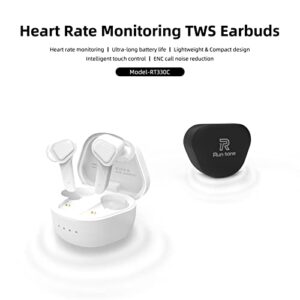 Heart Rate Monitoring TWS Earbuds Ergonomically Designed Health Earphones Bluetooth 5.2 Stable Connection Sport Wireless in-Ear Headphones, 23H Wireless Charing Case, ENC Clear Call, IPX3 Waterproof