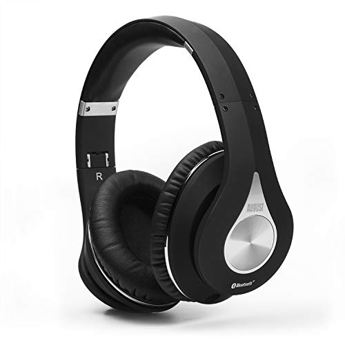 August EP640 Bluetooth Headphones - Wireless Over Ear Headphones with aptX / NFC / 3.5mm Audio In / Headset Microphone - Black