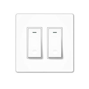 moes wifi smart light switch, 2 gang no screw panel smart life/tuya app wireless remote control wall switch timer for lights, compatible with alexa, google home, neutral wire required, no hub required