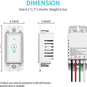 Smart Light Switch, Alexa Smart Double Switch, Smart Light Switch 2 Gang with Timing Schedule and Remote Control, Neutral Wire Needed, Compatible with Alexa and Google Home, Single Pole (2Pack)