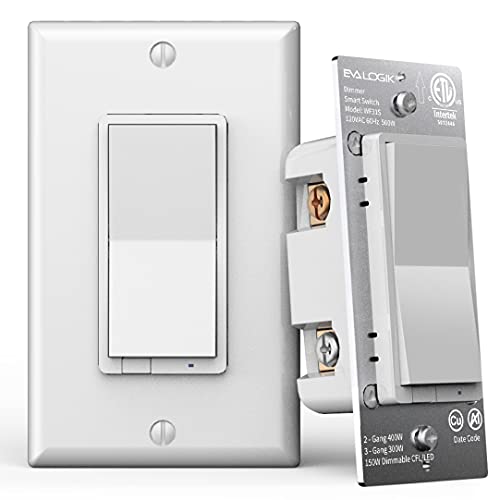 3-Way Smart WiFi Dimmer Light Switch, in-Wall, No Hub Required, Compatible with Alexa and Google Home, ETL and FCC Listed（WF31S）