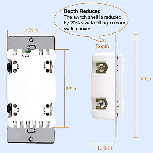 3-Way Smart WiFi Dimmer Light Switch, in-Wall, No Hub Required, Compatible with Alexa and Google Home, ETL and FCC Listed（WF31S）