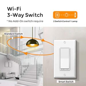 3-Way Smart WiFi Dimmer Light Switch, in-Wall, No Hub Required, Compatible with Alexa and Google Home, ETL and FCC Listed（WF31S）