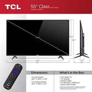 TCL 55" Class 4-Series 4K UHD HDR Smart Roku TV – 55S435, 2021 Model