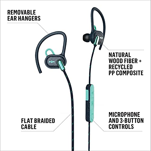 House of Marley Uprise: Wireless Earphones with Microphone, Bluetooth Connectivity, 8 Hours of Playtime, and Sustainable Materials (Teal)