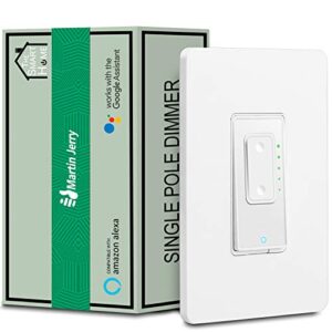 smart dimmer switch by martin jerry | white, supports led, 2.4g wifi, voice control via echo & google home, a neutral wire is necessary for installation