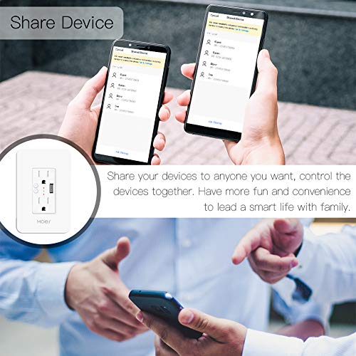 MOES WiFi Smart Wall Outlet,15A Divided Control 2 in Wall Socket with USB Interface,Smart Life/Tuya APP Remote Control Compatible with Alexa and Google Home No Hub Required, ETL Certified, 2.4G WiFi