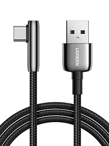 UGREEN USB C Cable Right Angle USB A to USB C Cable Braided Cord Compatible with iPad Pro, Air, Pixel, Galaxy S10 S10+ A13, Honor Note 20, LG V60/50, etc.3.3FT