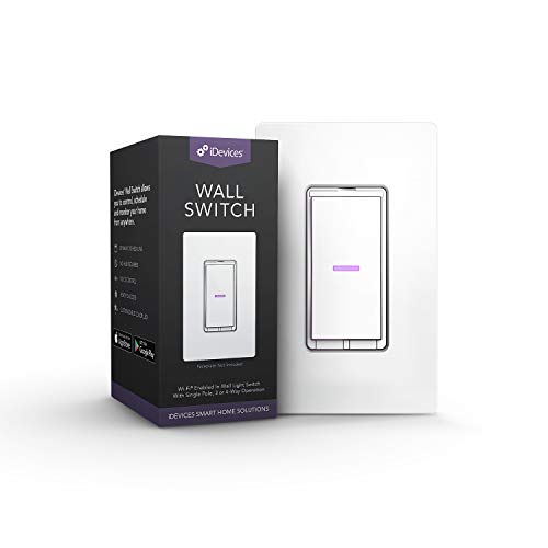 iDevices IDEV0008HW Wi-Fi Smart Wall Switch-Works with Alexa, Siri and The Google Assistant, White