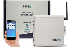 migro outdoor smart wi-fi outlet box, heavy duty 50a resistive 240vac 40a 10hp pool heater, wireless pump control, timer switch, compatible with smart phone, alexa, google home, ifttt ul listed