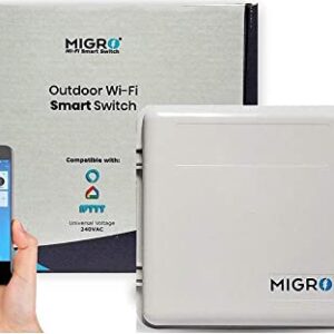 Migro Outdoor Smart Wi-Fi Outlet Box, Heavy Duty 50A Resistive 240VAC 40A 10HP Pool Heater, Wireless Pump Control, Timer Switch, Compatible with Smart Phone, Alexa, Google Home, IFTTT UL Listed