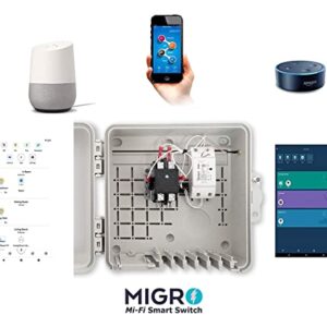 Migro Outdoor Smart Wi-Fi Outlet Box, Heavy Duty 50A Resistive 240VAC 40A 10HP Pool Heater, Wireless Pump Control, Timer Switch, Compatible with Smart Phone, Alexa, Google Home, IFTTT UL Listed