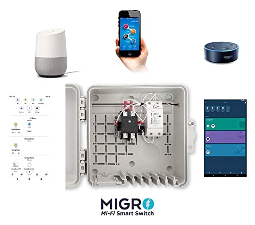 Migro Outdoor Smart Wi-Fi Outlet Box, Heavy Duty 50A Resistive 240VAC 40A 10HP Pool Heater, Wireless Pump Control, Timer Switch, Compatible with Smart Phone, Alexa, Google Home, IFTTT UL Listed