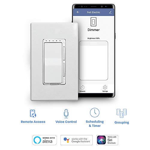 Feit Electric DIM/WiFi Neutral Wire Required for Installation, Compatible with Amazon Alexa and Google Assistant, Smart Dimmer Light Switch, White, Model:DIM/WiFi