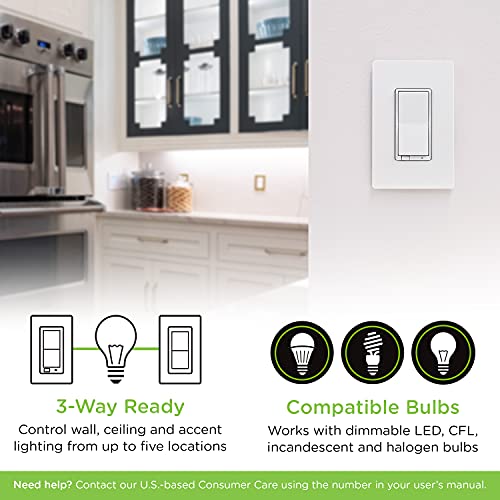 Enbrighten Z-Wave Smart Rocker Light Dimmer with QuickFit and SimpleWire, 3-Way Ready, Works with Alexa, Google Assistant, ZWave Hub Required, Repeater/Range Extender, White & Light Almond, 46203