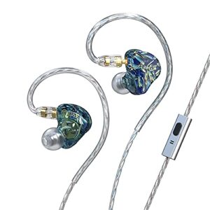 oxyplay hifi sports earbuds headphones with mmcx connections, dolp as10 hybrid drivers iem earphones for musicians with oxyen-free cord blue with microphone built in