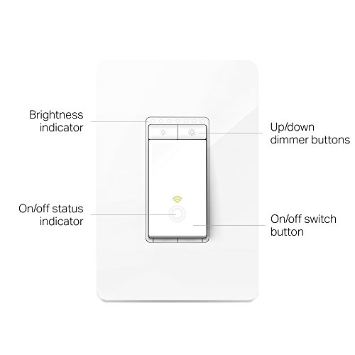 Kasa Smart KP200 Plug by TP-Link & Smart HS220 Dimmer Switch by TP-Link, Single Pole, Needs Neutral Wire, Wi-Fi Light Switch for LED Lights, Compatible with Alexa and Google Assistant, 1-Pack