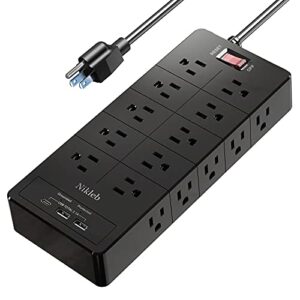 power strip 23 in 1, 20 outlets surge protector wall mount with 2 usb ports + 1 usb c port 3.1a total, multi plug extension cord 6ft heavy duty, usb charging station for multiple devices, home, office