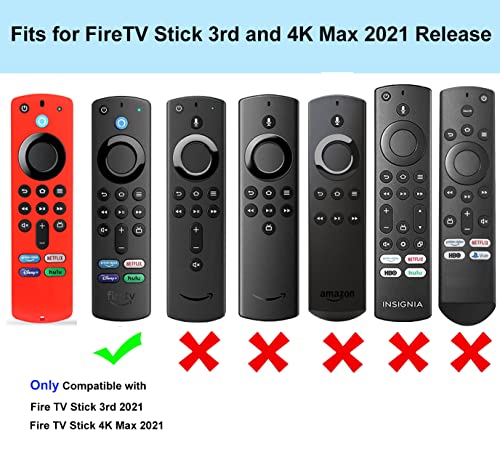 TOKERSE 3 Pack Remote Cover for FireStick 3rd Gen 2021 / 4K Max 2021 - Silicone Case for FireSticksticktv 4K+ 2021 Voice Remote Case Cover Sleeve Skin with Lanyard - Red Blue Purple