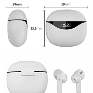 Wireless Earbuds Bluetooth 5.3+EDR/ENC+ANC Dual Noise Cancelling Headphones/LED Power Display/HD Voice Call Mic Headset/Type-C Fast Charge 48H Playback/IPX6 Waterproof Earbuds/Audifonos (White)