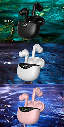 Wireless Earbuds Bluetooth 5.3+EDR/ENC+ANC Dual Noise Cancelling Headphones/LED Power Display/HD Voice Call Mic Headset/Type-C Fast Charge 48H Playback/IPX6 Waterproof Earbuds/Audifonos (White)