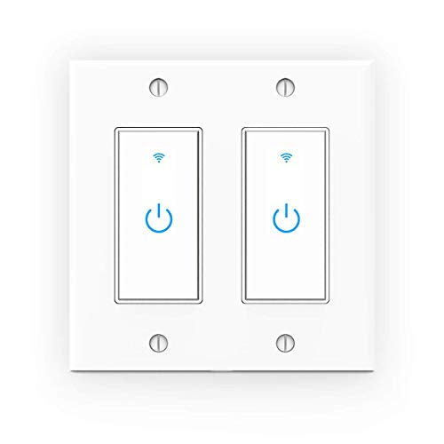 WiFi Light Switch Smart Switch 2 Gang Touch Wall Switch - Compatible with Alexa Google Assistant