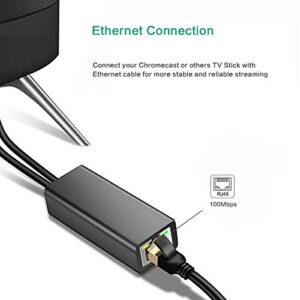 Ethernet Adapter for Fire TV Stick Chromecast Ultra/2/1/Audio Google Home Mini which is( Mirco USB A ) Port to RJ45 Ethernet Adapter with USB Power Supply Cable 3.3ft (Black)