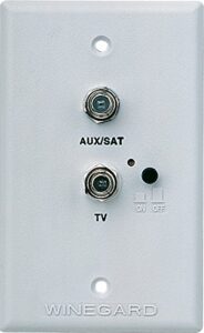 winegard rv-7542 white wall plate power supply with satellite and cable hookups for rv antenna