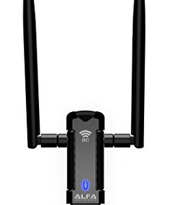 Alfa Long-Range Dual-Band AC1200 Wireless USB 3.0 Wi-Fi Adapter w/2x 5dBi External Antennas - 2.4GHz 300Mbps / 5Ghz 867Mbps - 802.11ac & A, B, G, N