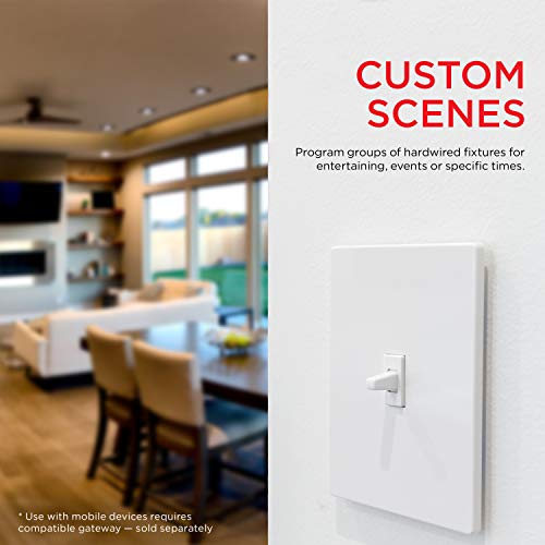 UltraPro Z-Wave Smart Toggle Light Switch with QuickFit and SimpleWire, 3-Way Ready, Compatible with Alexa, Google Assistant, ZWave Hub Required, Repeater/Range Extender, White, 39354