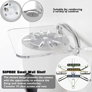 SIPRDE Acrylic Small Wall Shelf Set of 3 for Security Cameras, Speakers, Baby Monitors & More - 4'' Universal Adhesive Shelf Easy to Install No Drill, with Cable Clips (Clear)