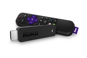 roku streaming stick | portable, power-packed player with voice remote with tv power and volume (2017) (renewed)