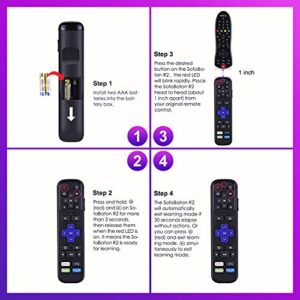 SofaBaton R2 Universal Remote for IR Devices, Replacement for Roku Remote Control,13 Extra IR Learning Power Volume/Mute/Button for TVs/Blu-ray/DVD/Cable/Satellite (Not Support WiFi/Bluetooth/RF)