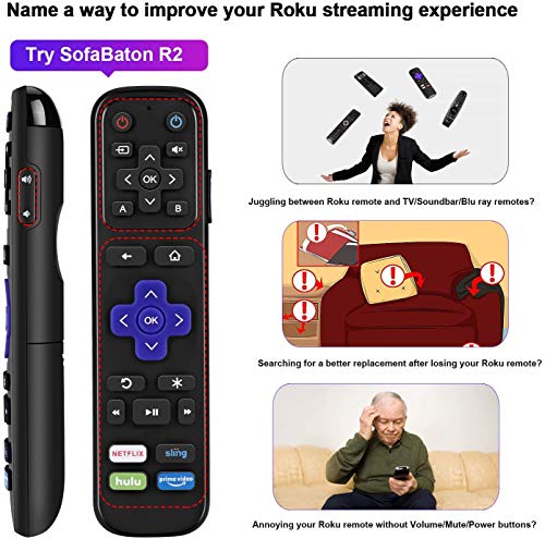 SofaBaton R2 Universal Remote for IR Devices, Replacement for Roku Remote Control,13 Extra IR Learning Power Volume/Mute/Button for TVs/Blu-ray/DVD/Cable/Satellite (Not Support WiFi/Bluetooth/RF)