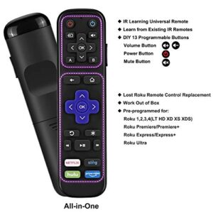 SofaBaton R2 Universal Remote for IR Devices, Replacement for Roku Remote Control,13 Extra IR Learning Power Volume/Mute/Button for TVs/Blu-ray/DVD/Cable/Satellite (Not Support WiFi/Bluetooth/RF)