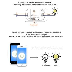 RODOT 10A KR2201WB Wi-Fi Wireless Smart Basic Switch for Smart Home Smart Life APP Compatible with Alexa & Google Home Assistant No Hub Required Support DIY Module (5-Pack)