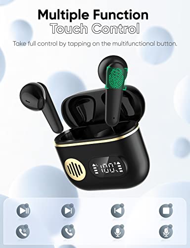 Bluetooth Earbuds, Wireless Earphones for iPhone & Android, Bluetooth 5.2 in-Ear Headphones Touch Control, Fast Charge, LCD Power Display, 30H Play Time, Built-in Mic Ear Buds for Home Office Sports