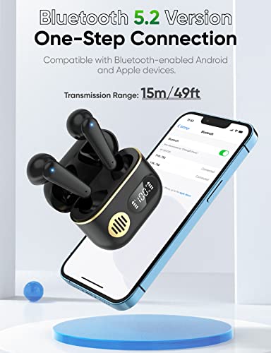 Bluetooth Earbuds, Wireless Earphones for iPhone & Android, Bluetooth 5.2 in-Ear Headphones Touch Control, Fast Charge, LCD Power Display, 30H Play Time, Built-in Mic Ear Buds for Home Office Sports