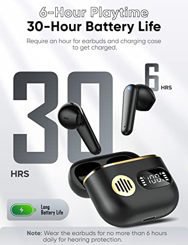 Bluetooth Earbuds, Wireless Earphones for iPhone & Android, Bluetooth 5.2 in-Ear Headphones Touch Control, Fast Charge, LCD Power Display, 30H Play Time, Built-in Mic Ear Buds for Home Office Sports