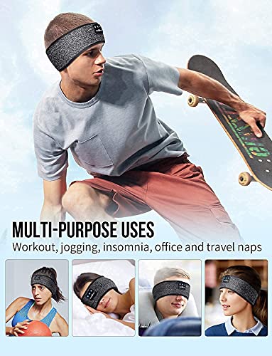 MUSICOZY Sleep Headphones Bluetooth Headband, Wireless Music Sleeping Headphones Mask Earbuds IPX6 Waterproof for Side Sleepers Workout Running Insomnia Travel Yoga Cool Gadgets Tech Unique Gift 2 Pcs