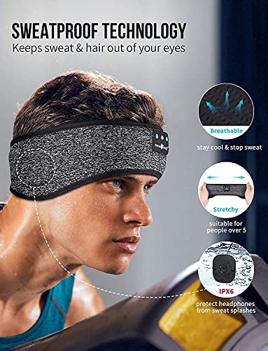 MUSICOZY Sleep Headphones Bluetooth Headband, Wireless Music Sleeping Headphones Mask Earbuds IPX6 Waterproof for Side Sleepers Workout Running Insomnia Travel Yoga Cool Gadgets Tech Unique Gift 2 Pcs